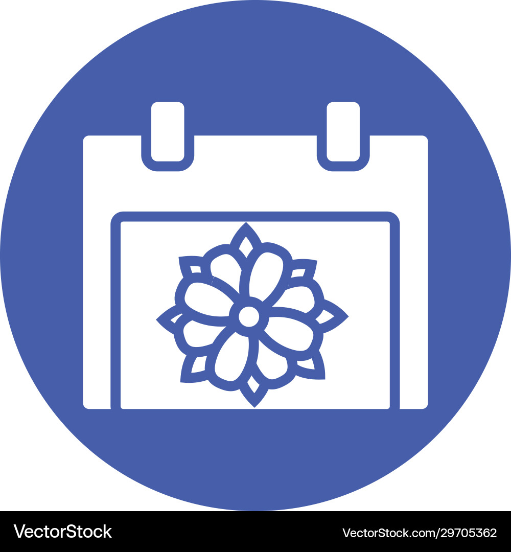 Calendar with flower garden spring block style Vector Image