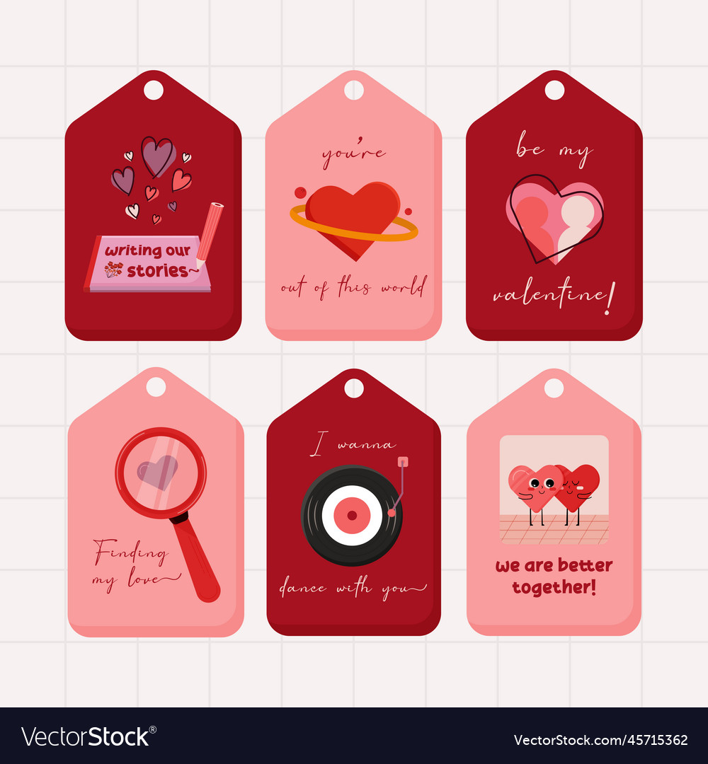 Collection of flat valentines day tag labels Vector Image