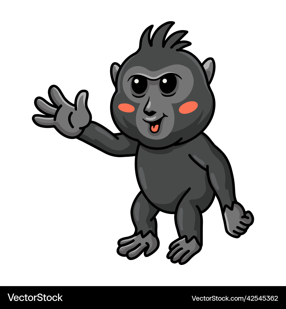Cute little crested black macaque cartoon Vector Image