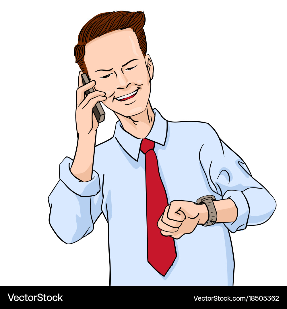 Isolated businessmen calling watch time Royalty Free Vector