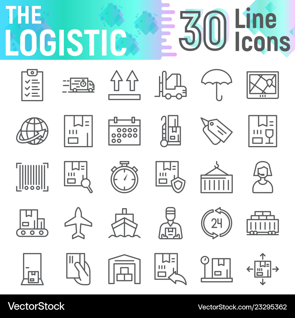 Logistic line icon set delivery symbols Royalty Free Vector