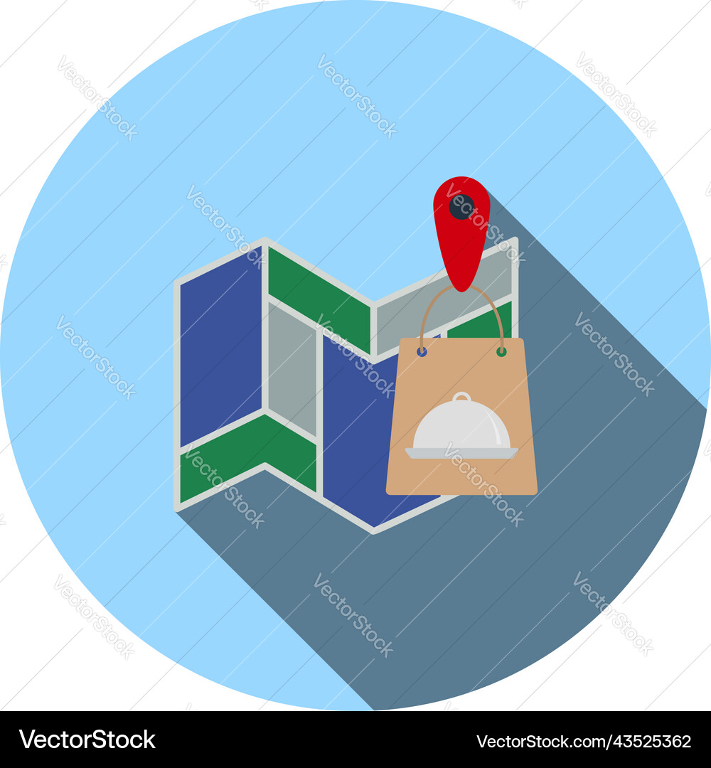 Map with delivery food bag icon Royalty Free Vector Image