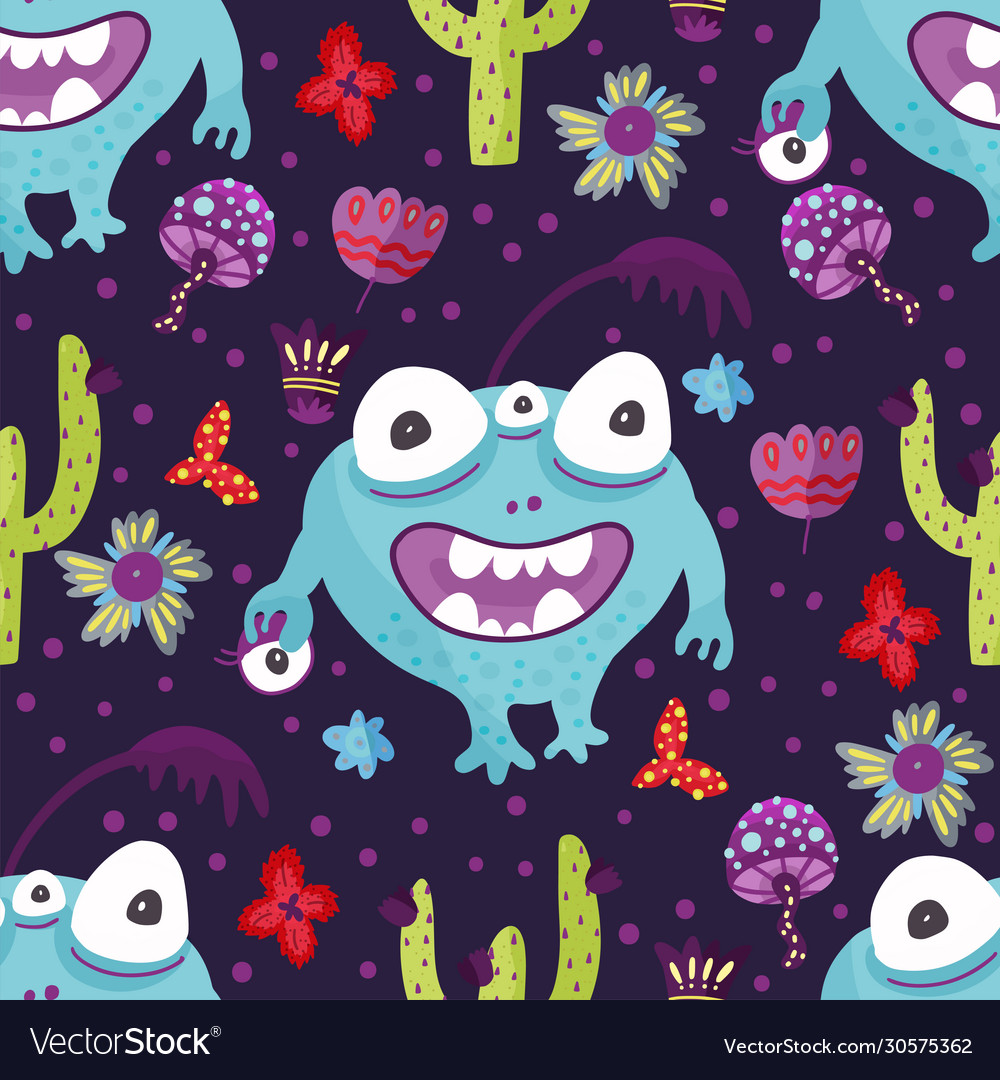 Monster seamless pattern Royalty Free Vector Image