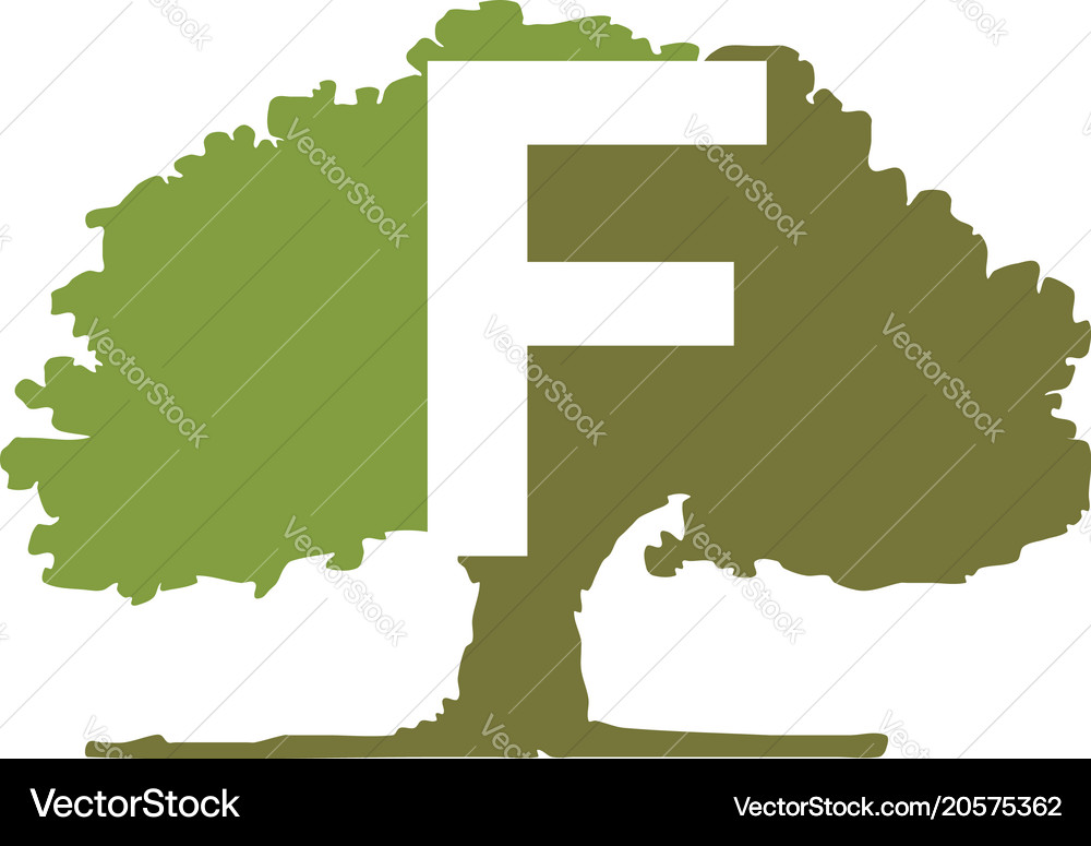 Oak tree letter f Royalty Free Vector Image - VectorStock