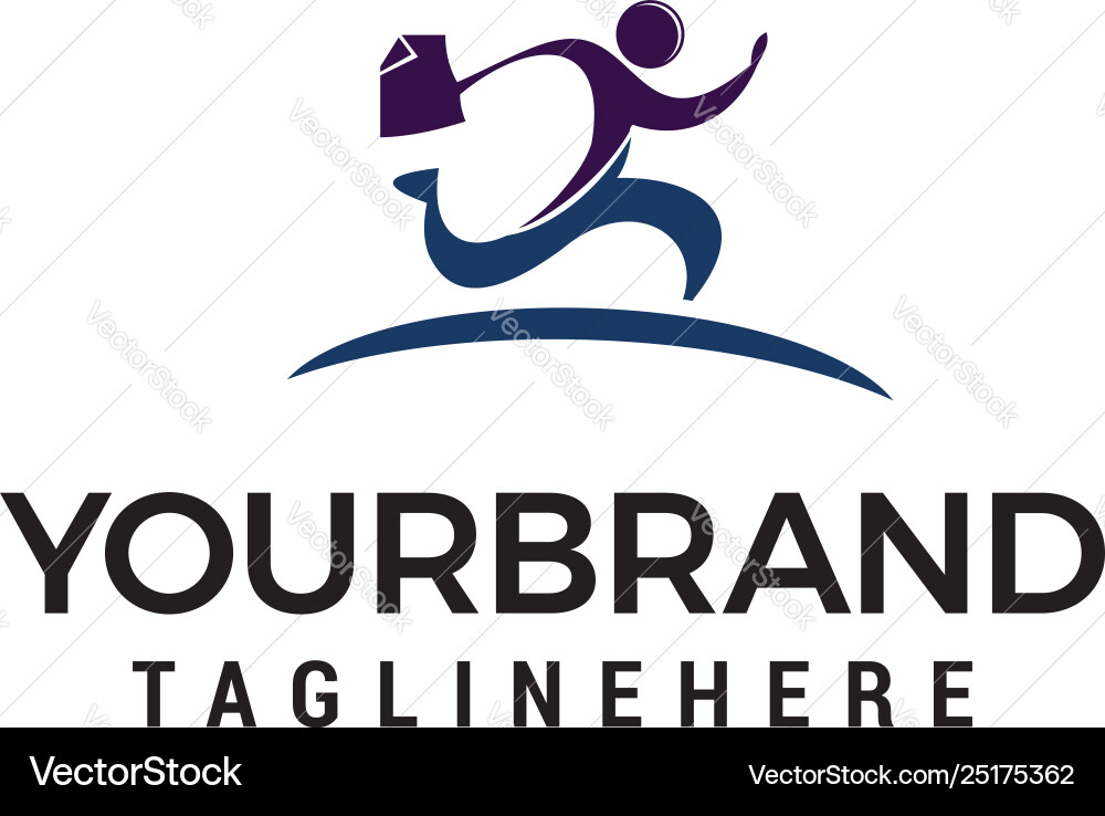 People run business logo design concept template Vector Image