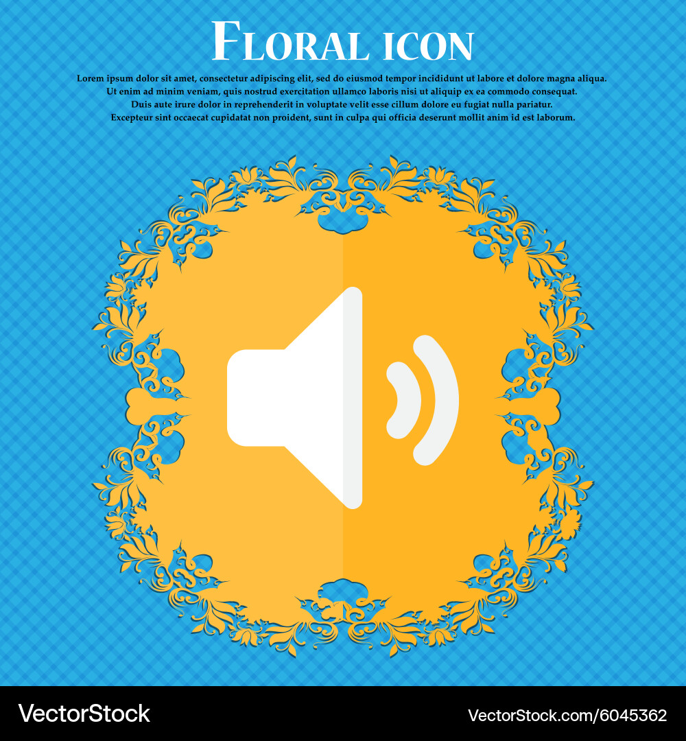 Speaker volume sound floral flat design on a blue Vector Image