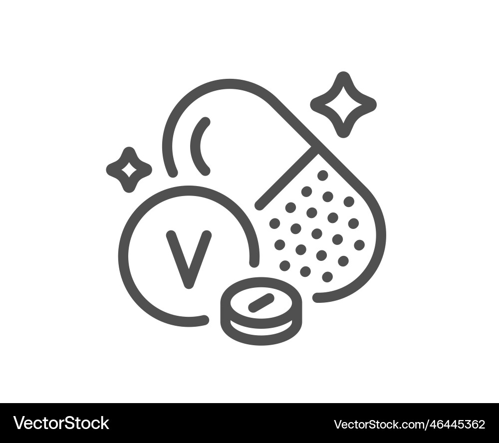 Vanadium mineral line icon chemical element v Vector Image