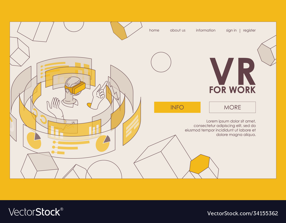 Vr headset for statistics graphs and diagrams Vector Image