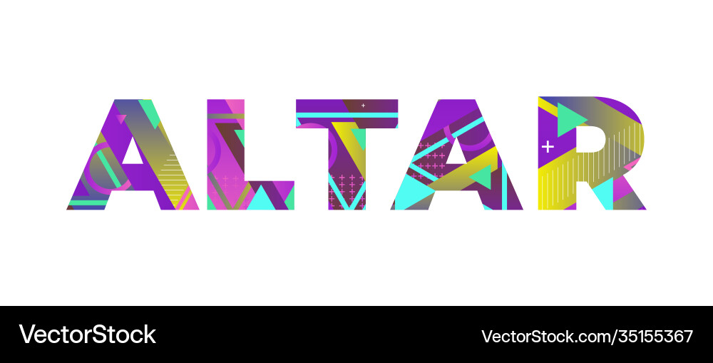 Altar concept retro colorful word art Royalty Free Vector