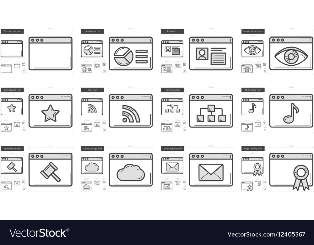 Application line icon set Royalty Free Vector Image