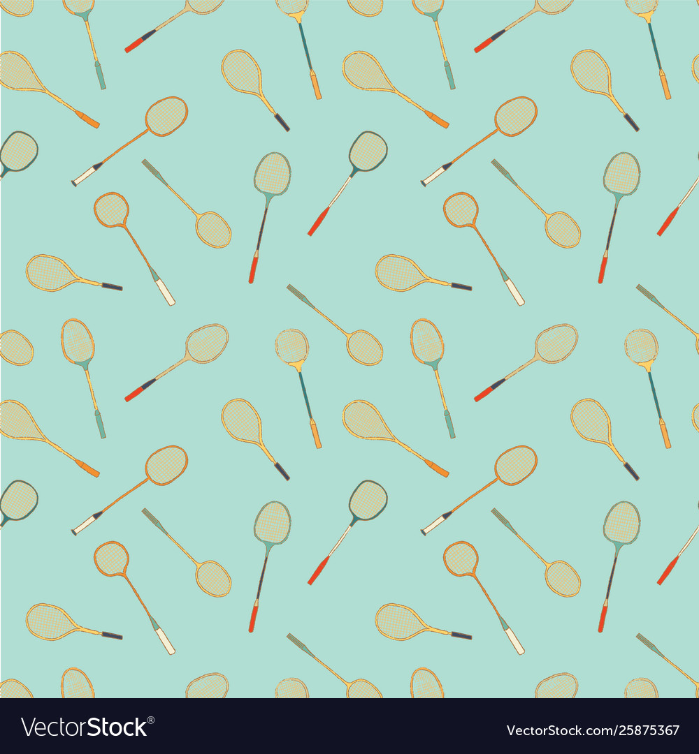 Badminton rackets seamless pattern Royalty Free Vector Image