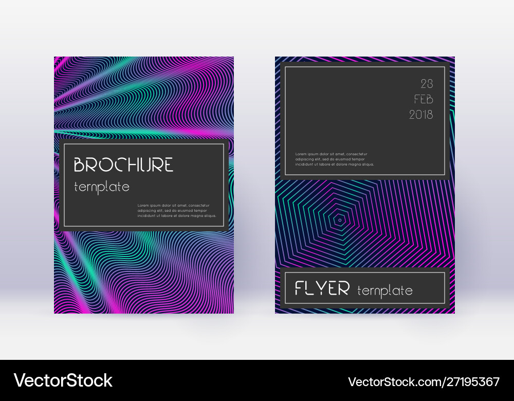 Black cover design template set neon abstract lin Vector Image