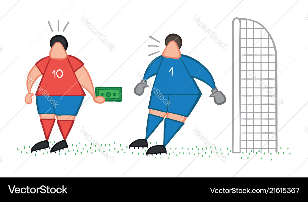 Cartoon soccer player man offering bribe Vector Image