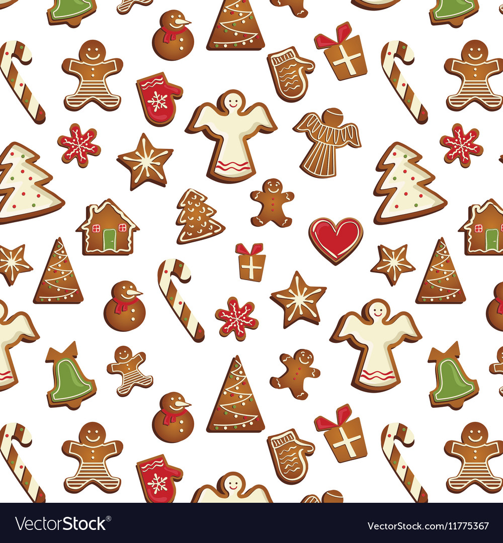 Christmas gingerbread pattern Royalty Free Vector Image
