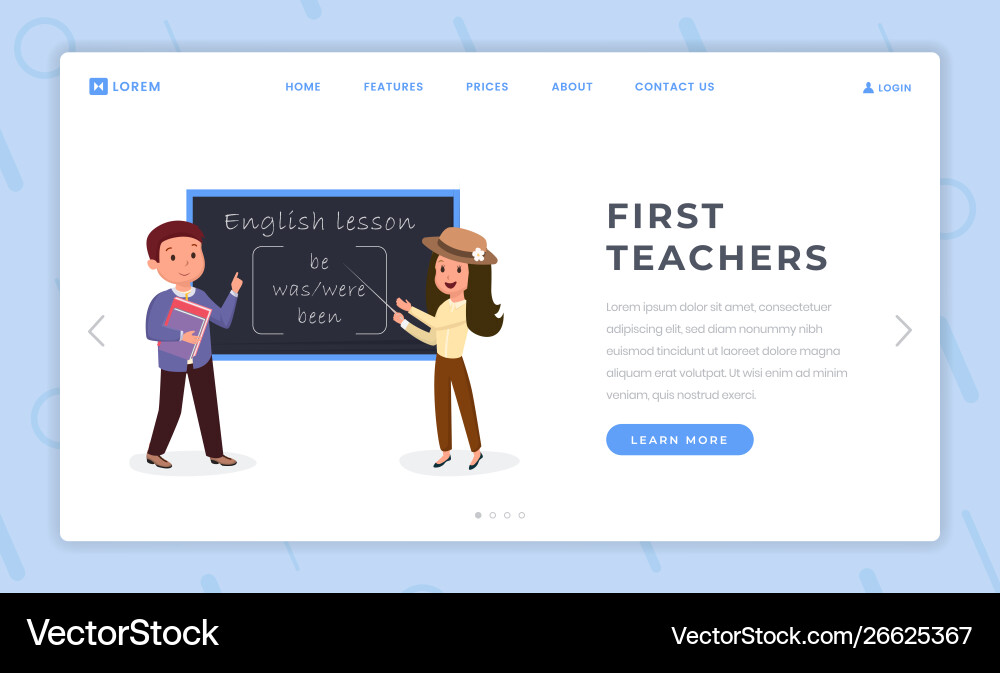 First teachers landing page flat template english Vector Image