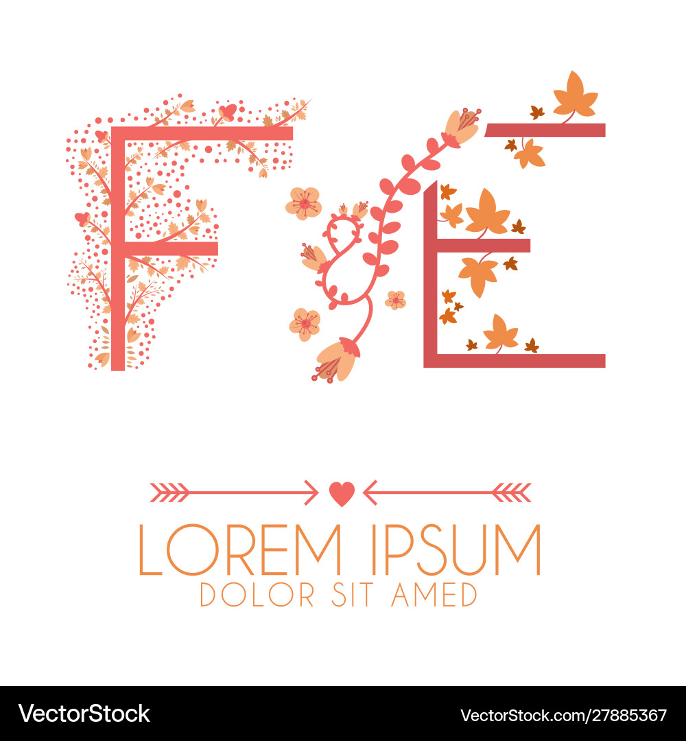 Letter f and e logo f and e wedding Royalty Free Vector