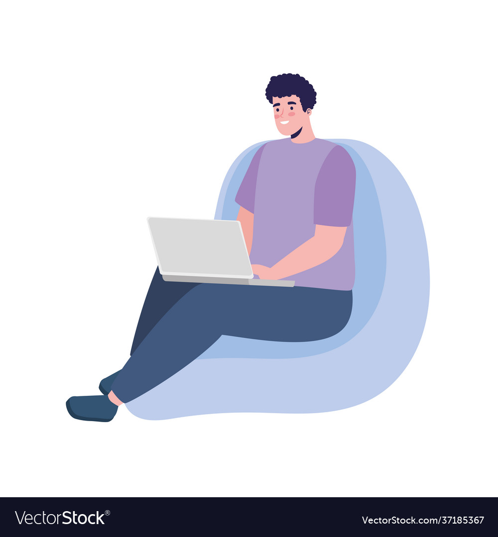 Man using laptop Royalty Free Vector Image - VectorStock