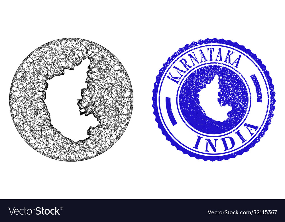 Mesh network inverted karnataka state map Vector Image