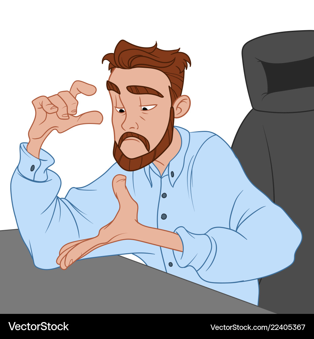 Phlegmatic man sits in a chair and explains Vector Image
