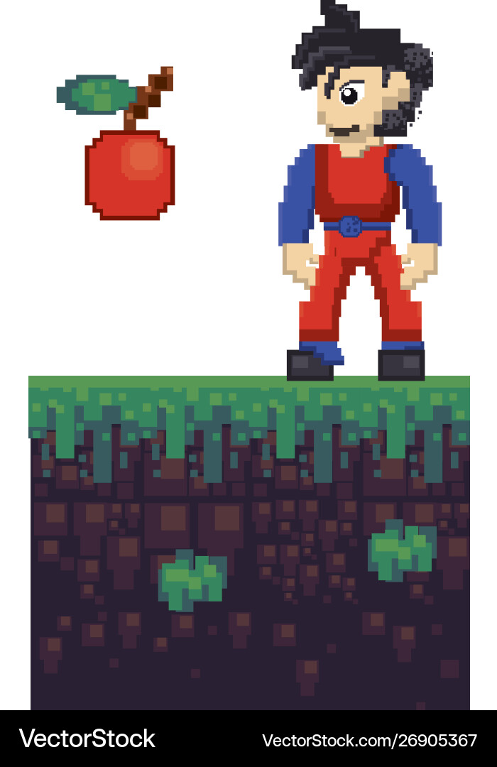 Videogame pixelated retro art cartoon Royalty Free Vector