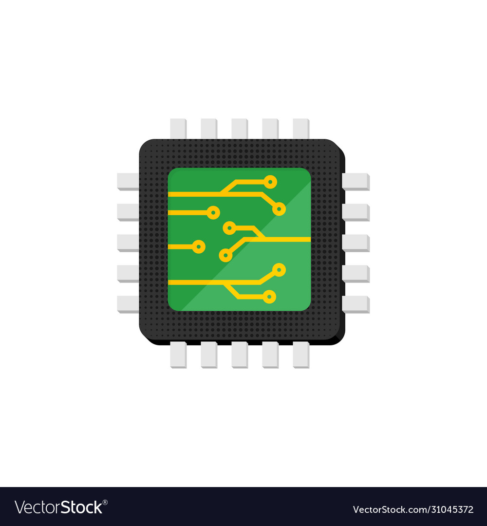 Computer processor microchip flat isolate Vector Image