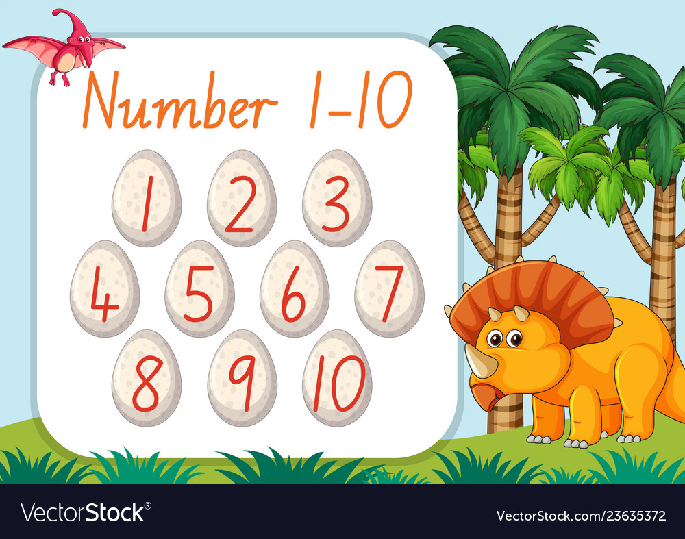 Count number from one to ten dinosaur theme Vector Image