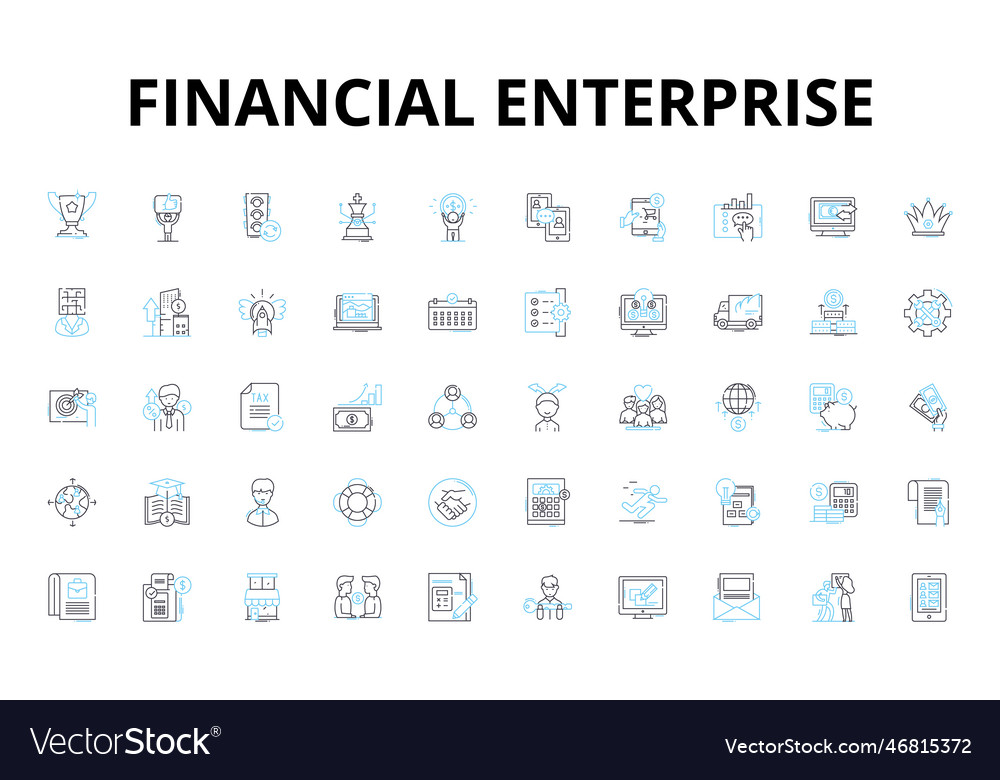 Financial enterprise linear icons set finance Vector Image