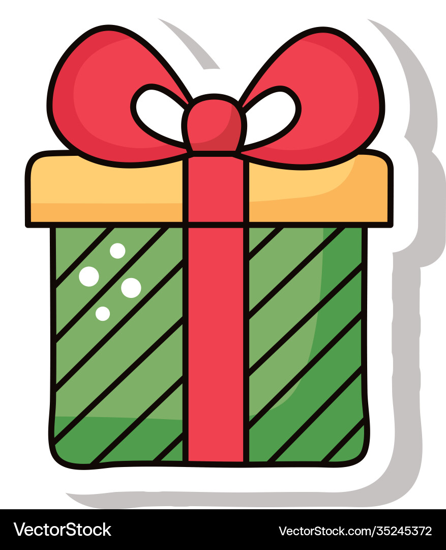 Happy merry christmas gift sticker icon Royalty Free Vector