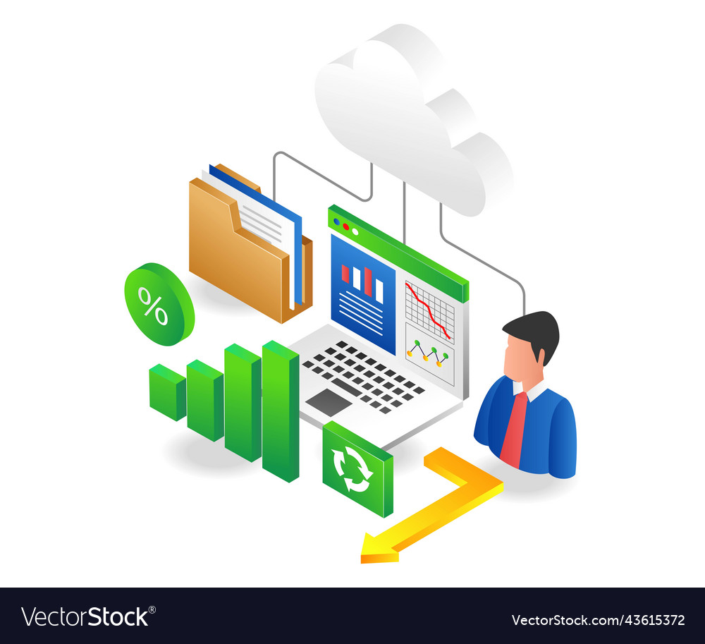 Process data analysis cloud server Royalty Free Vector Image