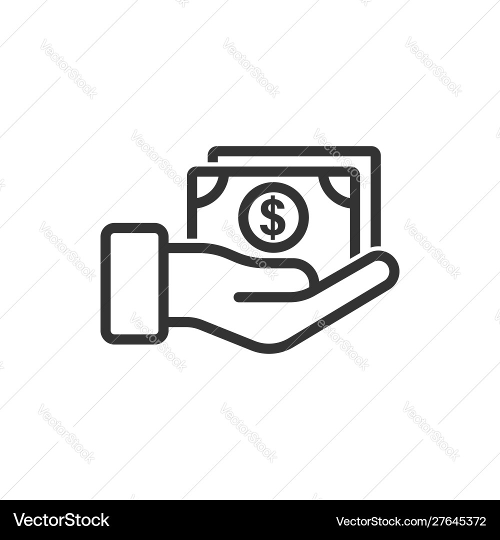 Remuneration icon in flat style money hand Vector Image