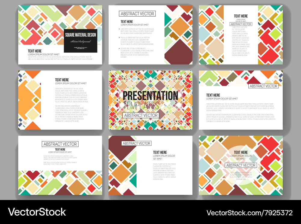 Set of 9 templates for presentation slides Vector Image