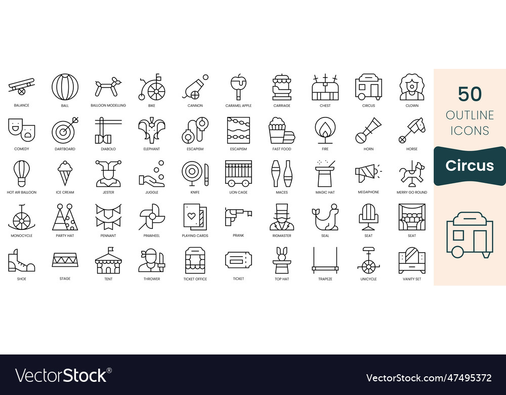 Set of circus icons thin linear style icons pack Vector Image