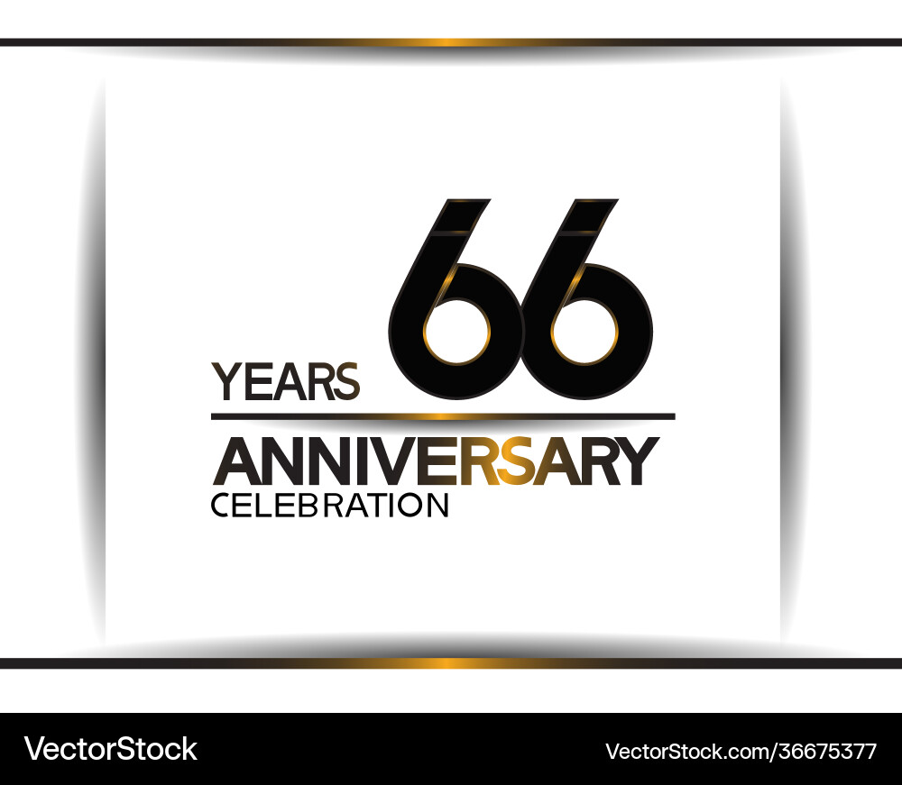 66 years anniversary black color simple design Vector Image