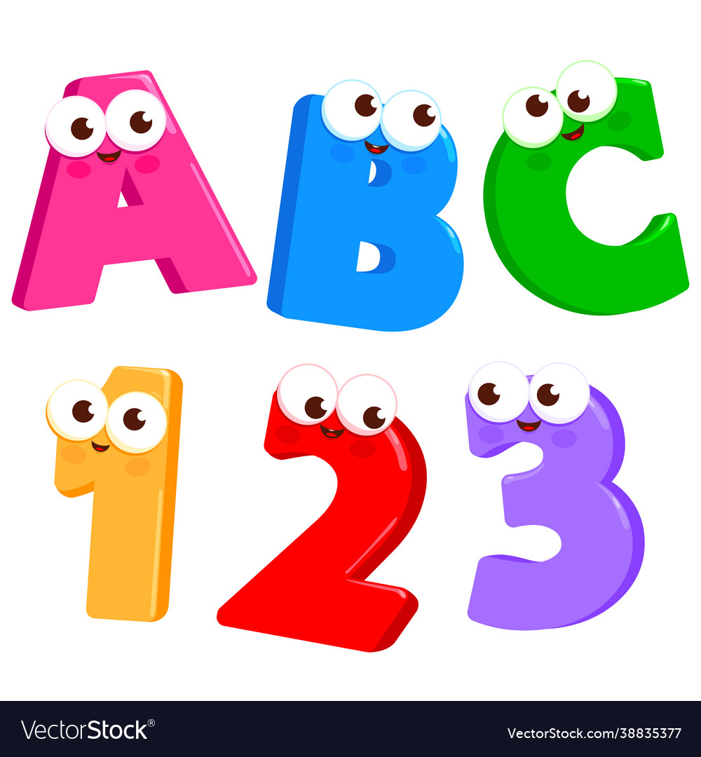 Cartoon Letters And Numbers Royalty Free Vector Image