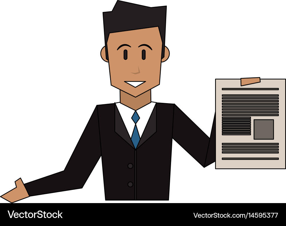 Color image cartoon half body executive man Vector Image