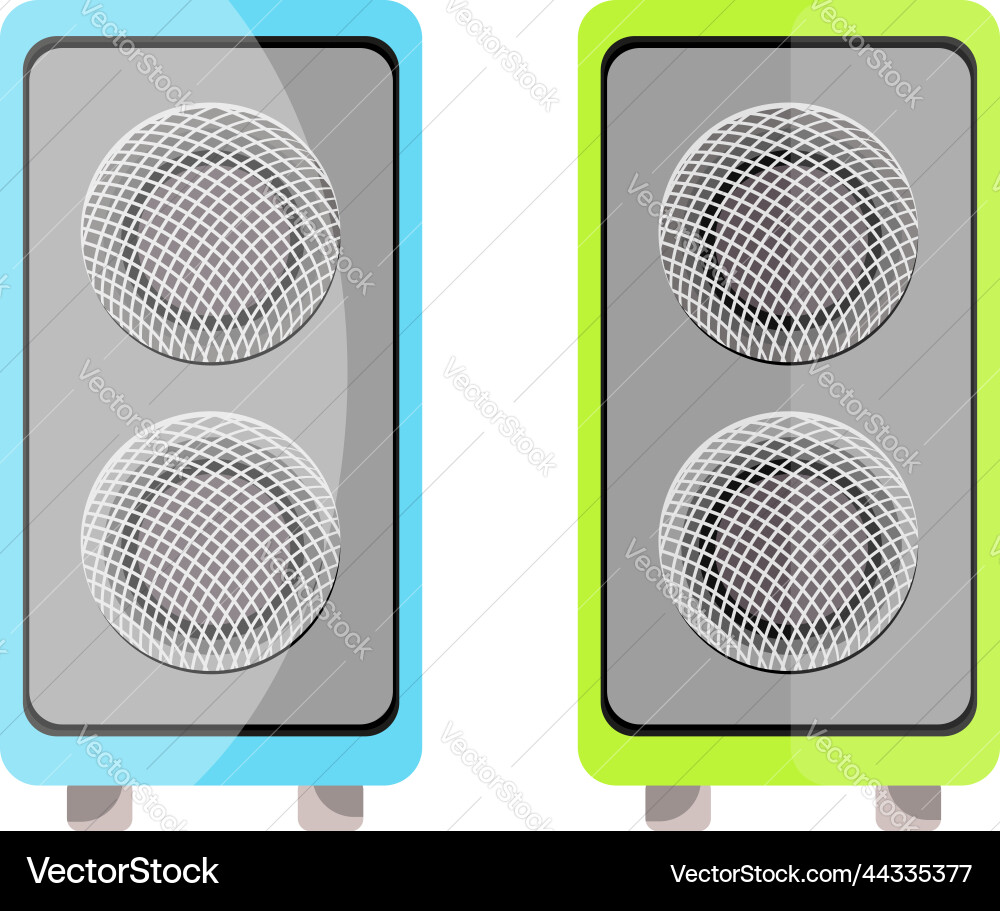 Colored music stereos on a white background Vector Image