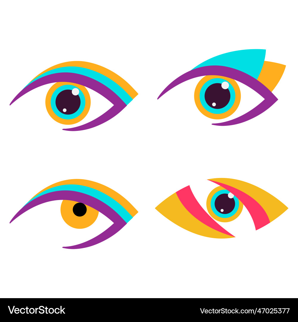Colorful eye icon set abstract creative eye logo Vector Image