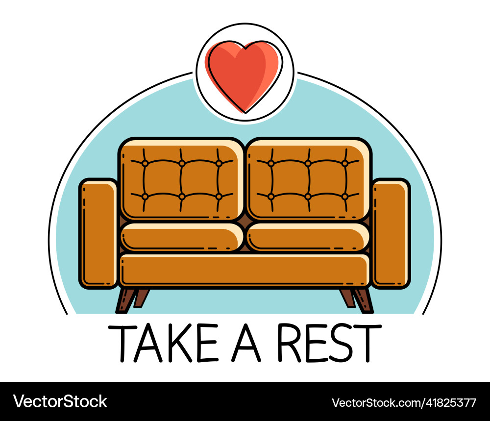 Comfortable sofa furniture emblem or icon Vector Image