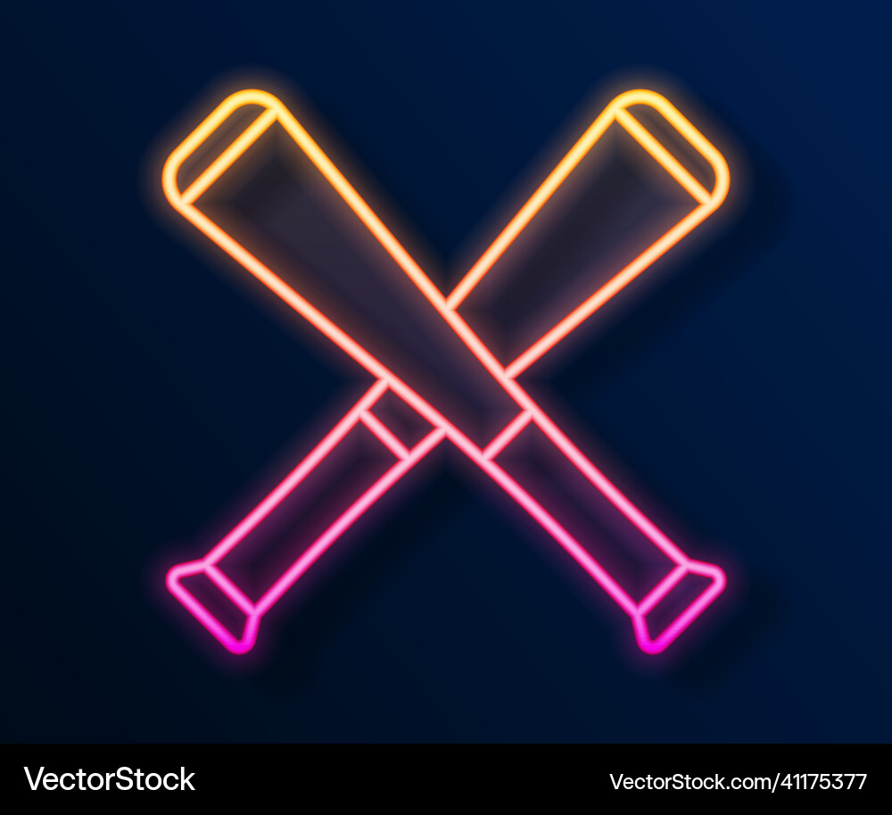 Glowing neon line crossed baseball bat icon Vector Image