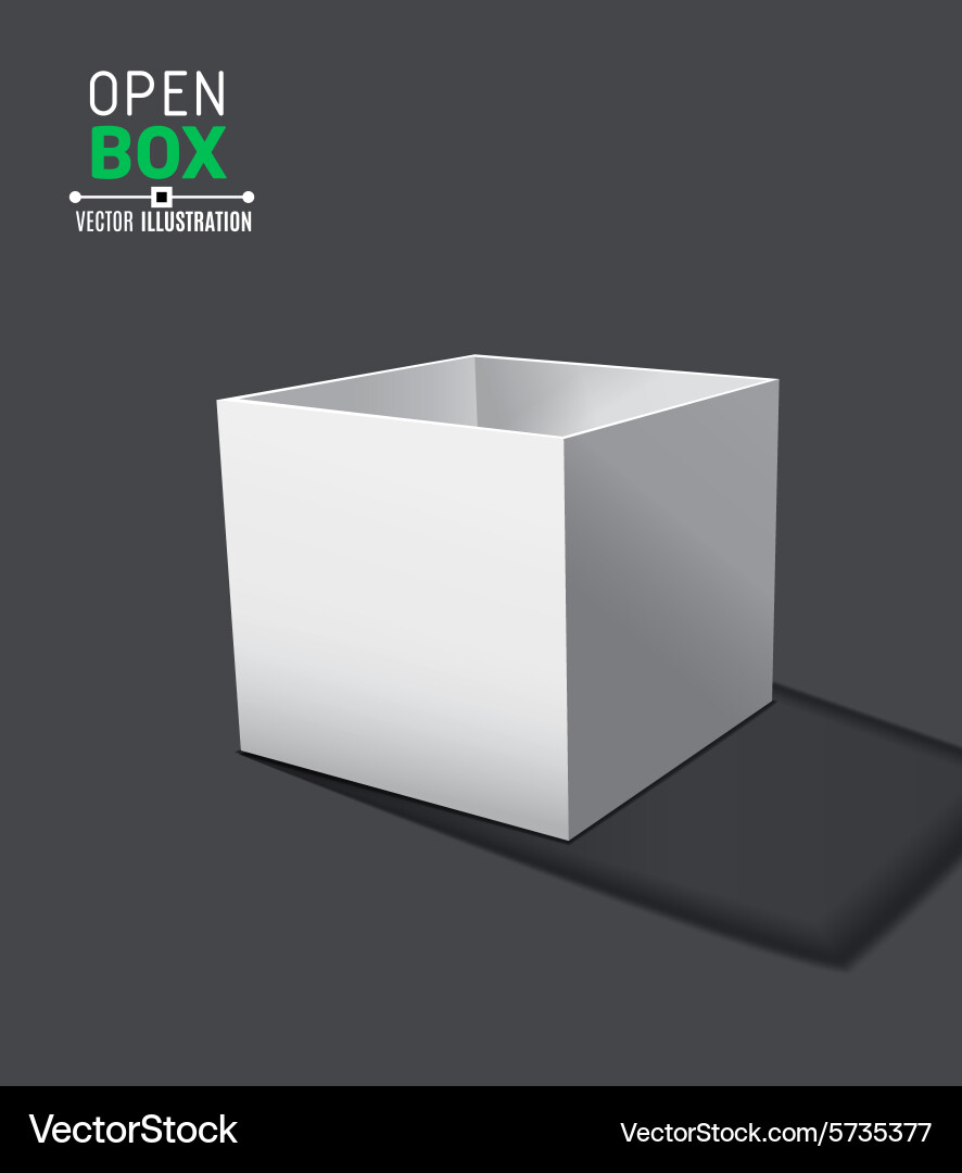 Grey open box with realistic shadows on dark Vector Image