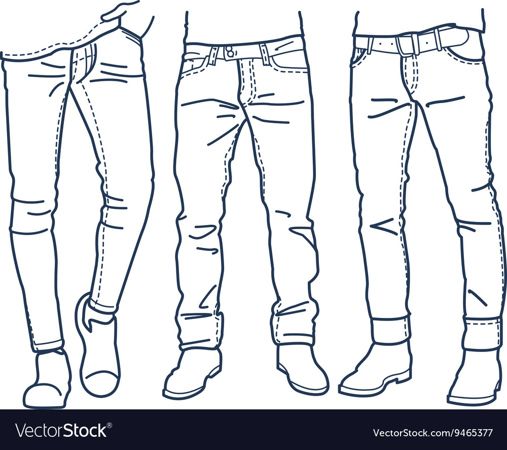 Hand Drawn Fashion Collection Mens Jeans Vector Image