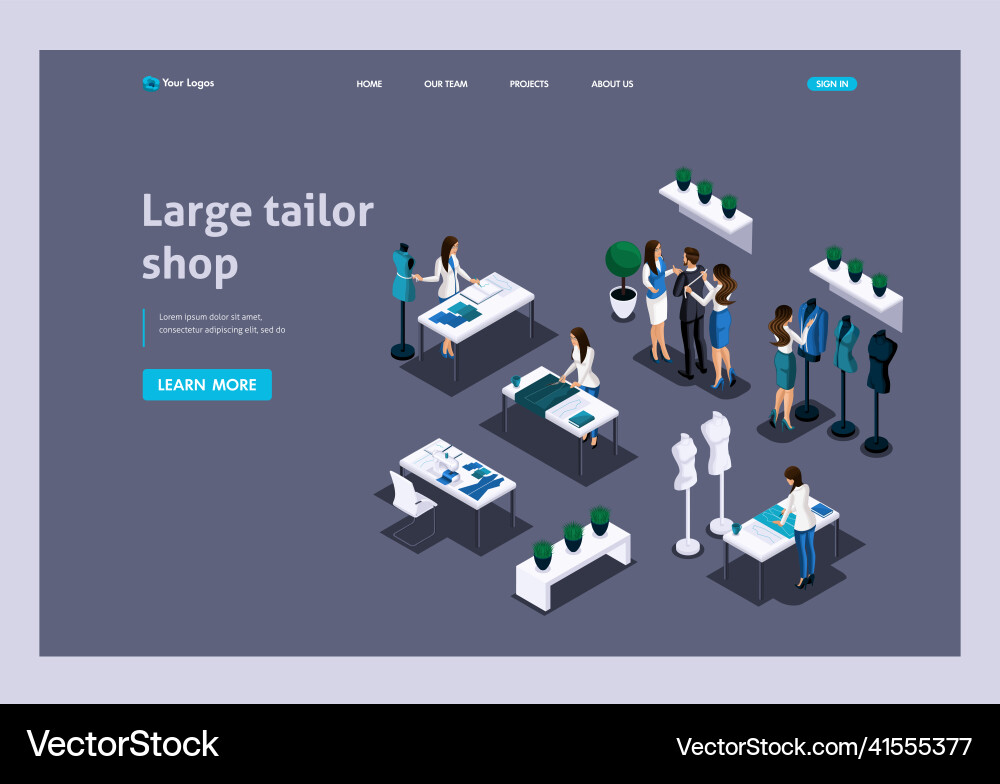 Isometric 3d of the work a large Royalty Free Vector Image