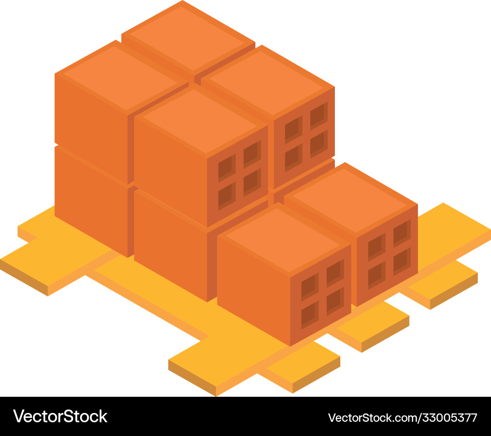 Isometric repair construction bricks pile on wood Vector Image