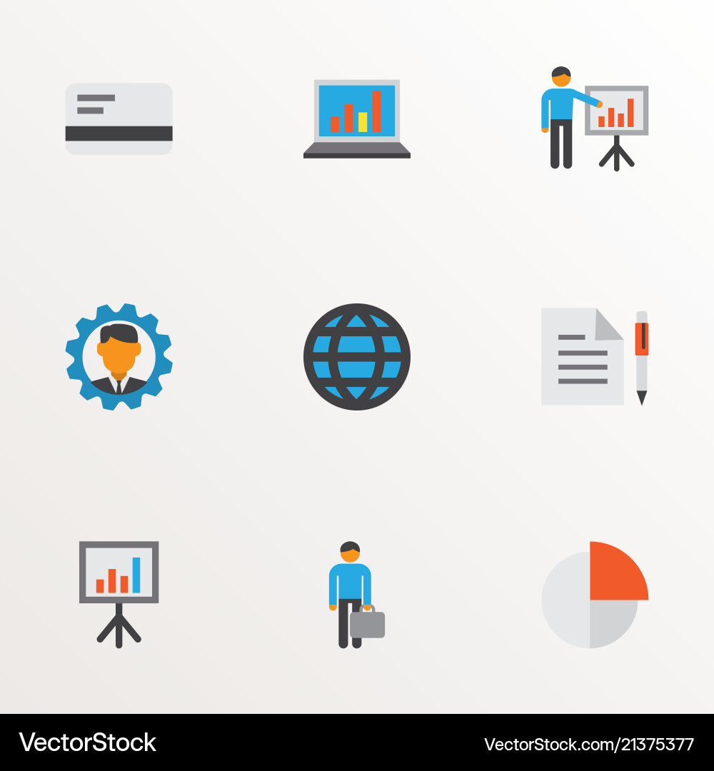 Job icons flat style set with manager circle Vector Image