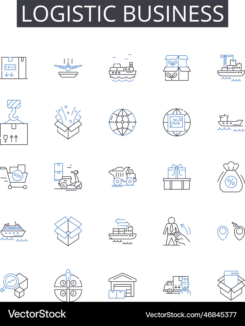 Logistic business line icons collection objective Vector Image