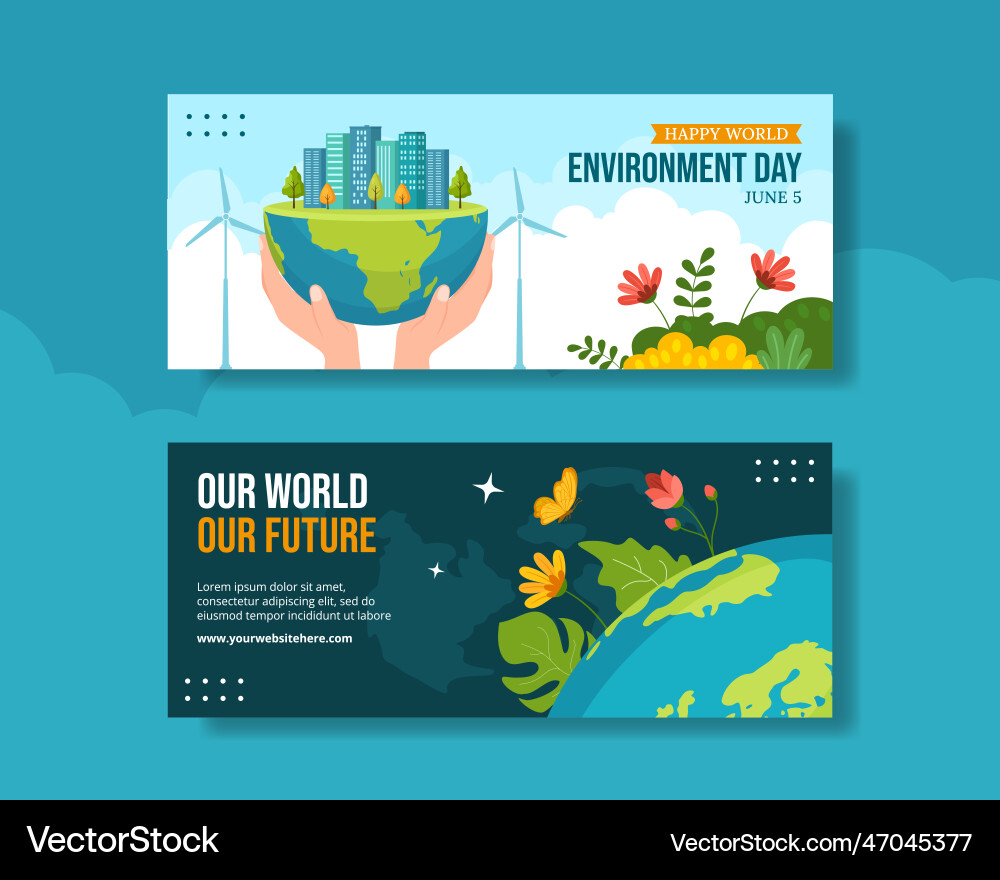 World environment day horizontal banner cartoon Vector Image