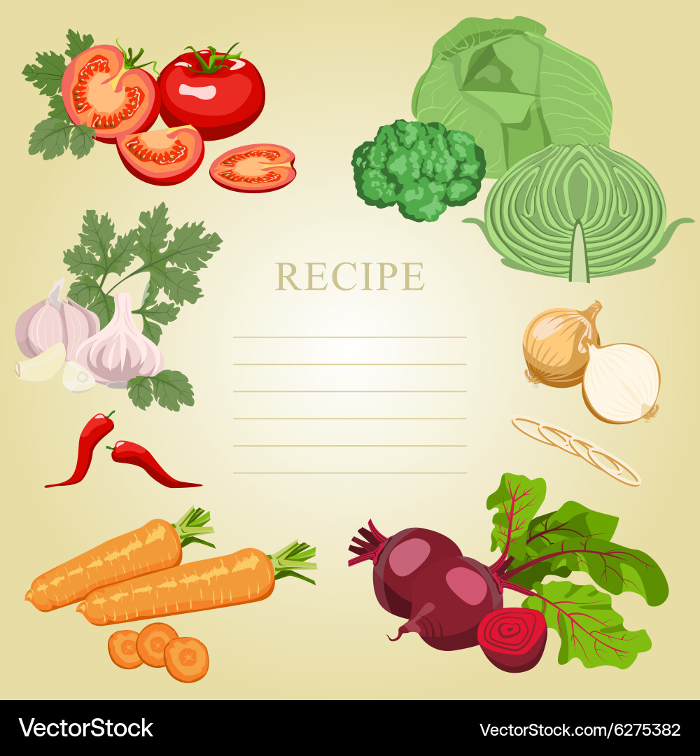 Blank recipes Set of vegetables Royalty Free Vector Image