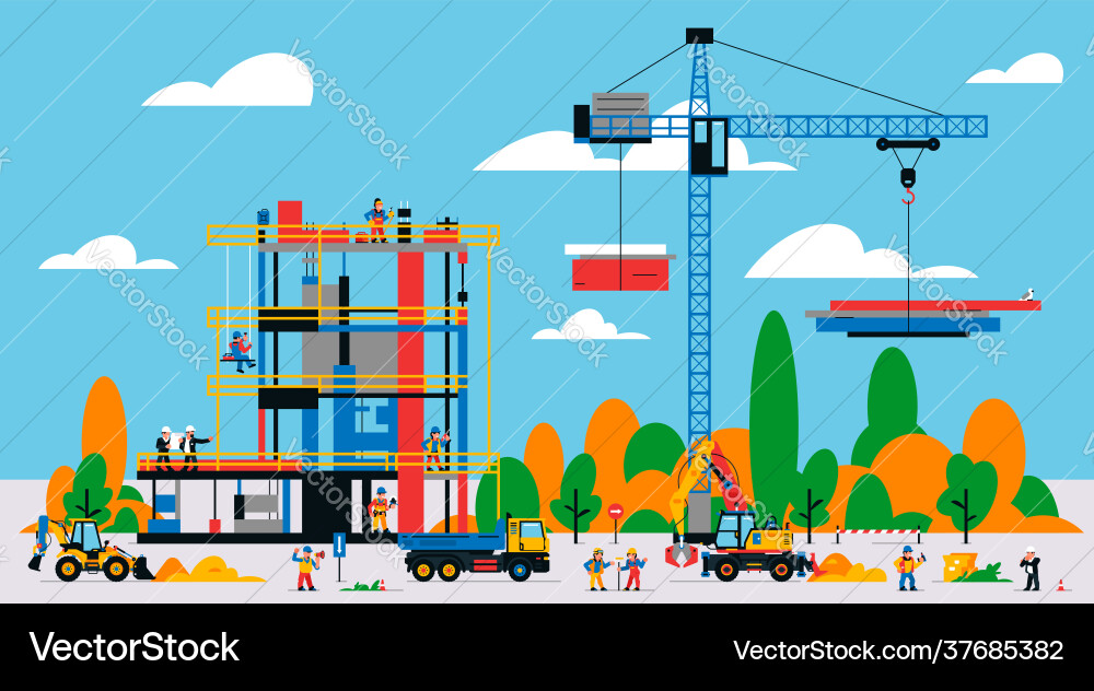 Building is under construction the process Vector Image