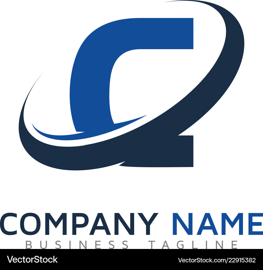 C ring letter with swoosh logo icon design Vector Image