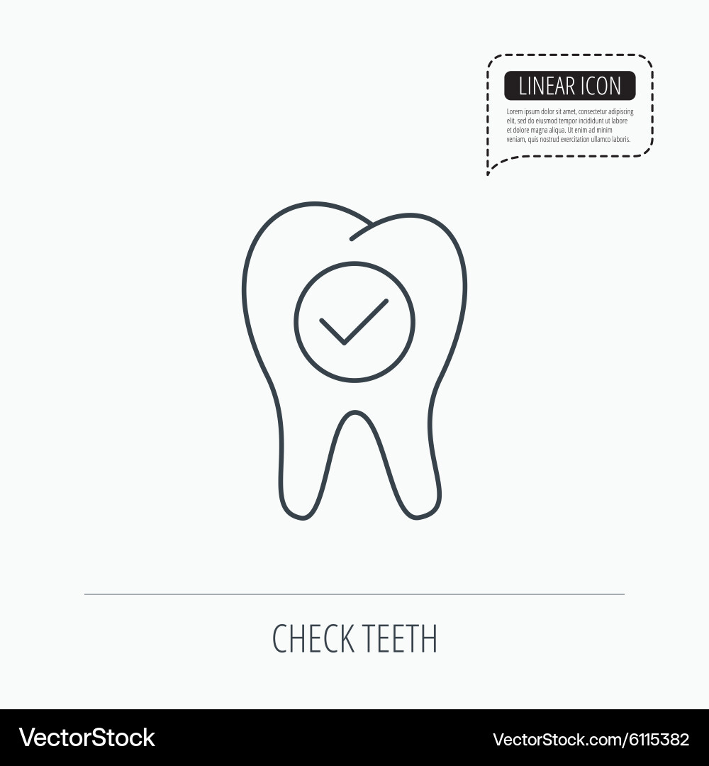 Check tooth icon stomatology sign Royalty Free Vector Image